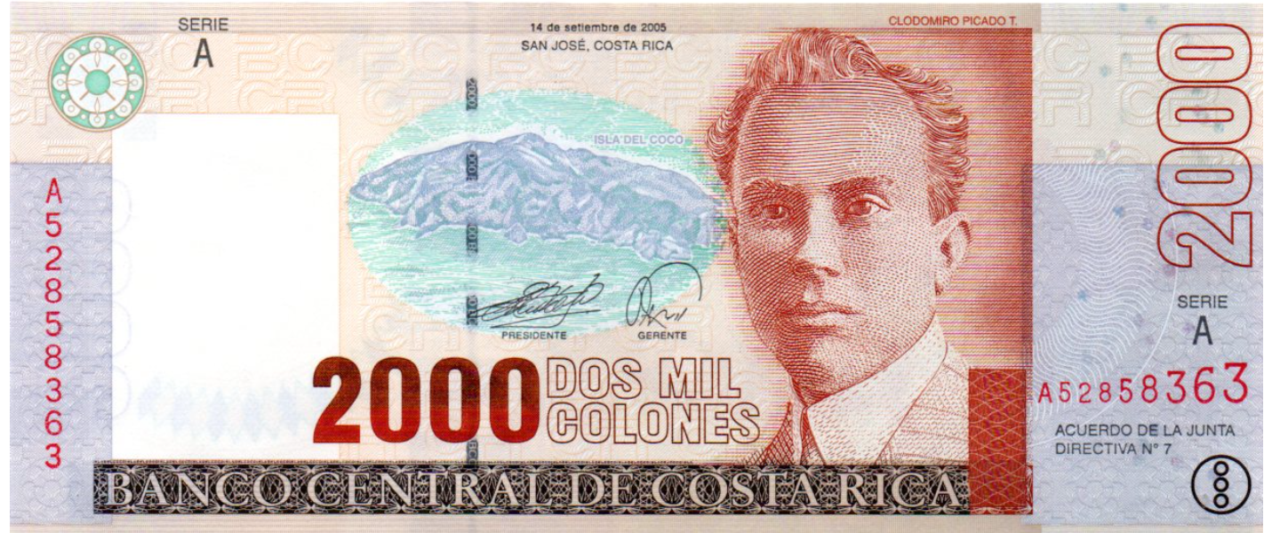 Costa Rica, 2.000 Colones, UNC. $ 68,000